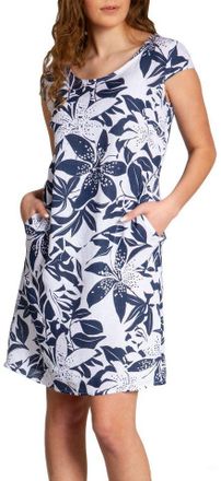 CASPAR Fashion Sommerkleid SKL026 knielanges elegantes Damen Sommer Leinenkleid Luftig leicht, figurumspielende Form, mit seitlichem Jersey-Einsatz