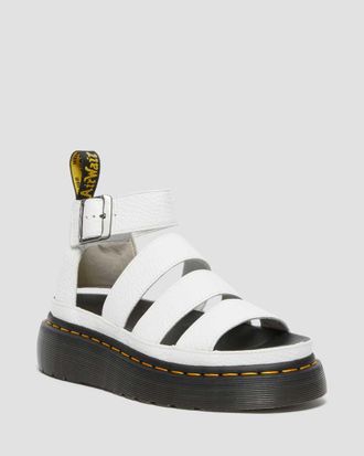Dr. Martens Clarissa II Quad Milled Nappa Leder Plateau Sandalen in Wei&szlig;, Gr&ouml;&szlig;e: 36