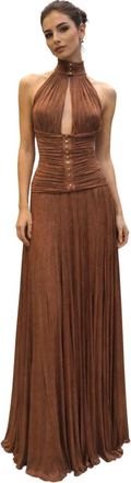 Elisabetta Franchi Femme, Robes, Brun, Taille: 42 FR Robe en jersey lamin&eacute;