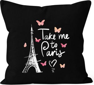 Autiga Kissenbezug Kissen-H&uuml;lle Deko-Kissen Take me to Paris schwarz Pullover