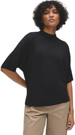 OPUS Langarmshirt schwarz,Casual,Viskose,Unifarben,Stehkragen,Kurzarm,Loose Fit