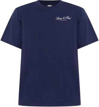 Sporty & Rich unisex, Tops, Bleu, Taille: M T-Shirt Imprim&eacute;