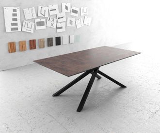 DELIFE Esstisch Edge 200x100 Glas Antique-braun Kreuzgestell Rechteck Schwarz, Esstische