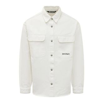 Palm Angels Logo-Print Locker geschnittenes Hemd - - Shirts - Herren - Wei&szlig; - XS