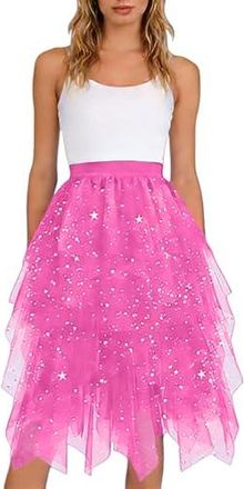 Generic Jupe en tulle longue bouffante pour femme - Costume de carnaval des ann&eacute;es 50 - Jupe en maille avec costume &eacute;lastique - Robe de carnaval - Robe de f&eacute;e