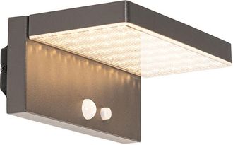 QAZQA Sunnie - led Dimmable Applique murale avec capteur solaire solaire variateur inclus - 1 lumière - l 18.8 cm - Gris foncé - Moderne - éclairage