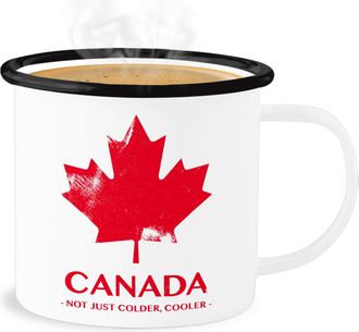 Shirtracer Emaille Becher Blechbecher - Statement Sprüche - Canada Not just colder cooler - Souvenir Geschenk - 300 ml - Weiß Schwarz - sarkasmus maple tasse spr