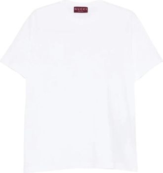 Gucci Baumwolljersey-T-Shirt mit Stickerei - - Tops - Damen - Wei&szlig; - M