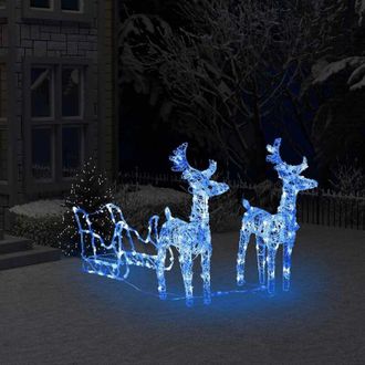 vidaXL Rentiere & Schlitten Weihnachtsdekoration 160 LEDs 130 cm Acryl vidaXL