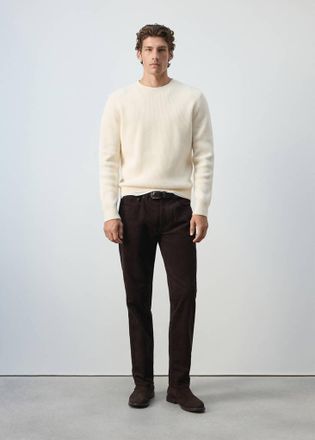 Mango Pantalon velours c&ocirc;tel&eacute; regular-fit chocolat - Homme - 38 - MANGO MAN