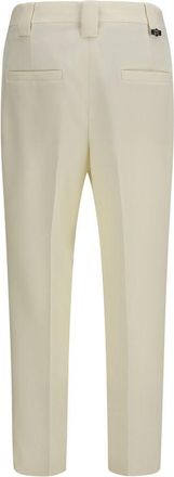 Versace Cropped Wool with Satin Bands Trousers - Beige