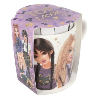 Depesche 13065 TOPModel Rebel Kitty - Tasse in Wei&szlig;, mit gro&szlig;em TOPModel Aufdruck und Katzenohren, Trinkbecher aus Porzellan mit Henkel, F&uuml;llmenge ca. 300 ml