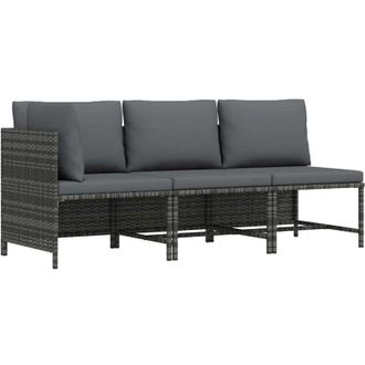 vidaXL Vidaxl - Salon de jardin 3 pcs avec coussins R&eacute;sine tress&eacute;e Gris