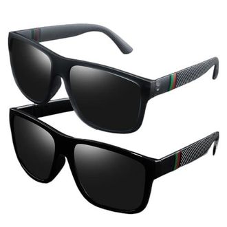 Generic Lunettes de soleil polaris&eacute;es vintage pour homme, monture en polycarbonate sportif, verres TAC, lunettes de soleil UV400 tendance pour escalade, Gris 