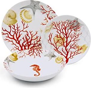 Excelsa 62499 Coral Tafelservice, 18-teilig, Porzellan, rot