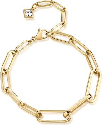 Brosway Armband Emphasis f&uuml;r Damen aus 316L-Edelstahl mit 14-Karat-Gold-Beschichtung mit Kristall, Karabinerverschluss, Gr&ouml;&szlig;e: 18,5 cm, BEH12
