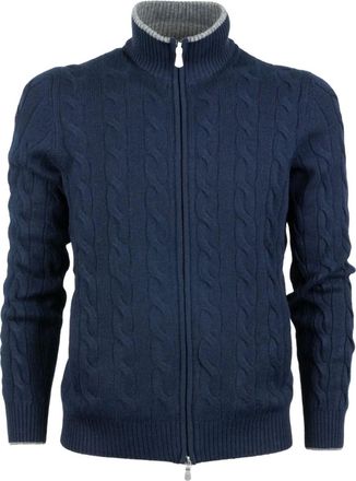 Barba Cardigan mit Zopfmuster - Blau