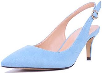Castamere Escarpins Femme Kitten-Heels Slingback Bout Pointu Sandales 6.5CM Bleu Clair Suède Escarpin EU 42.5