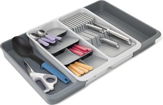 Joseph Joseph DrawerStore Erweiterbarer Besteckeinsatz mit mit Messerblock, Platzsparend, recyceltem Plastik