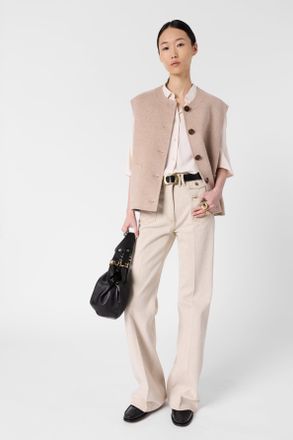 Gerard Darel Veste sans manche en laine fine - TALMINE - Sable