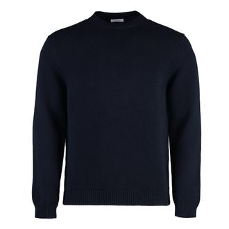 Malo Gerippter Crew-Neck Wollpullover - - Knitwear - Herren - Blau - 2XL
