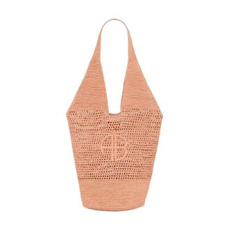 Anine Bing Leah Logo Hobo Raphia - - Bags - Damen - Rosa - ONE SIZE