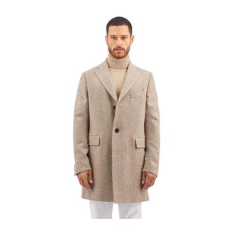 Brooks Brothers Hellbrauner Herringbone Tweed Wollmantel - - Coats - Herren - Braun - M