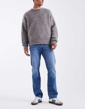 Levi's 501 jean droit original d&eacute;lavage moyen-Bleu