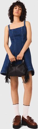 Maje Kurzes Ausgestelltes Kleid Aus Denim - Bleu Denim - Maje