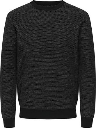 Only & Sons Onsmorgan Reg 12 Structure Crew Knit, Noir, XXL Homme