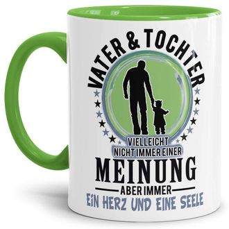 Tassendruck Lustige Tasse mit Spruch f&uuml;r Papa - Vater und Tochter - Kaffee-Tasse/Geschenk-Idee V&auml;ter/Vatertagsgeschenk/Geburtstag/Vatertag - Innen & Henkel Hellgr