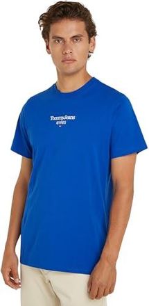 Tommy Jeans T-Shirt Manches Courtes Homme Slim Col Ras-du-Cou, Bleu (Persian Blue), S