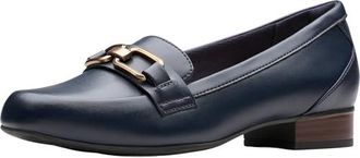 Clarks Juliette Echo pour femme, Cuir bleu marine, 12 Wide