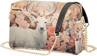 Mnsruu Sacs à bandoulière pour femme, peinture animalière, cerf, sac à main en cuir