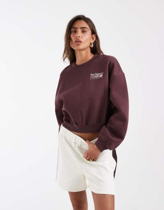 New Balance Trackside - Fleece-Pullover in Braun mit Rundhalsausschnitt