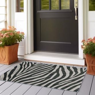 Generic Tapis Couloir Long Rayures z&eacute;br&eacute;es, Noir et Blanc Simple Tapis Cuisine Devant Evier Antid&eacute;rapant Absorbant Tapis Int&eacute;rieur Entr&eacute;e Long 60x240 cm de Pa