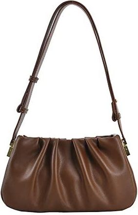 Generic Sac &agrave; main et sac &agrave; main pliss&eacute;s tendance pour femme, sacs &agrave; bandouli&egrave;re en cuir avec fermeture &eacute;clair, petits sacs &agrave; main sous les bras, marron, Smal