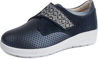 Jürgen Hirsch Chaussures basses en cuir Comfort 05 pour femme, fermeture, semelle intérieure DryGo amovible, bleu, 40 EU