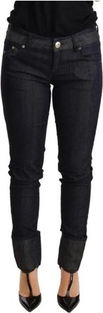 Ermanno Scervino Femme, Jeans, Bleu, Taille: W26 Pantalon en denim skinny taille basse avec ourlet repli&eacute;