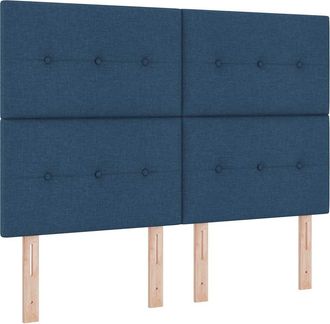 vidaXL Vidaxl Letto A Molle Con Strisce Led Blu 140 X 200 Cm Tessuto