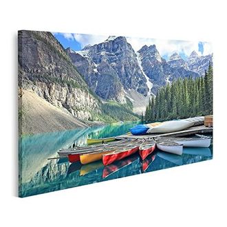 Islandburner Tableau sur Toile Lac Moraine Montagnes Rocheuses Alberta Canada Parc National Banff Cadre Affiche Poster Murale Tableaux