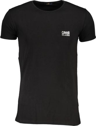 Cavalli Kurzarm T-Shirt Schwarz Herren Logo Print - - Tops - Herren - Schwarzk - L