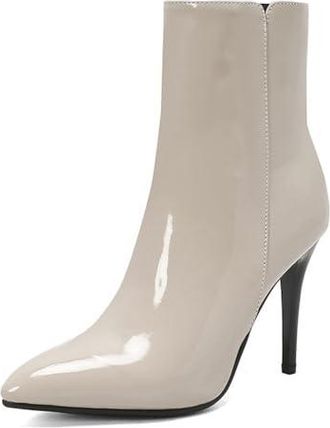 Generic Bottines &agrave; talons aiguilles m&eacute;talliques pour femme avec fermeture &eacute;clair lat&eacute;rale et bout pointu, kaki, 38.5 EU