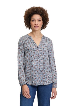 Cartoon Damen Casual-Bluse mit Muster 36, Wei&szlig;/Blau