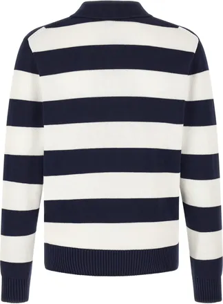 Lacoste Striped Cotton Knit Polo - Navy