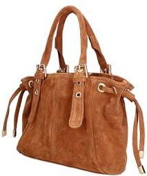 Gave Lux Sac &agrave; bandouli&egrave;re en cuir v&eacute;ritable pour femme Made in Italy 14x8x25 cm GLX22011123FBG, Cuir fonc&eacute;, Taille unique