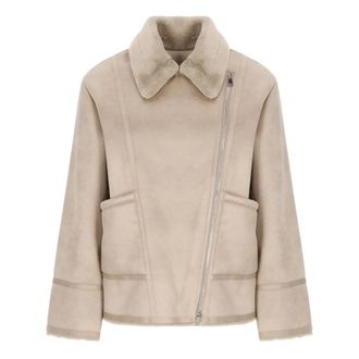 Betta Corradi Femme, Vestes, Beige, Taille: 36 FR Synthetic Leather Jacket