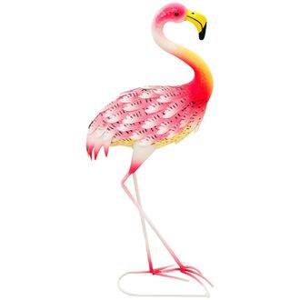 OUTSUNNY Metall Flamingo Garten Statue Flamingo Outdoor Ornament Flamingo-Skulptur für Rasen Dekoration Patio Teich