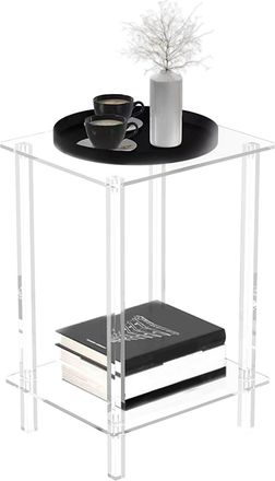 Generico Beistelltisch aus transparentem Acryl - Acryltisch mit 2 Lagern, sorgt für EIN Elegantes Erscheinungsbild, robust und praktisch, ideal für Wohnzimmer,