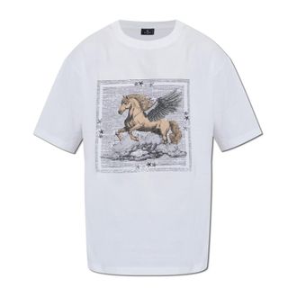 Etro Homme, Tops, Blanc, Taille: 2XL T-shirt imprim&eacute; P&eacute;gase